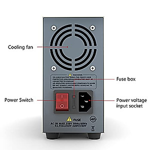 DC Power Supply,HANDSKIT Bench Power Supply 32V 6A Variable Adjustable Switching Regulated Power Supply OVP OCP Digital LED Display with Multimeter Test Lead,Alligator Clip and Plug Adapter Power Cord
