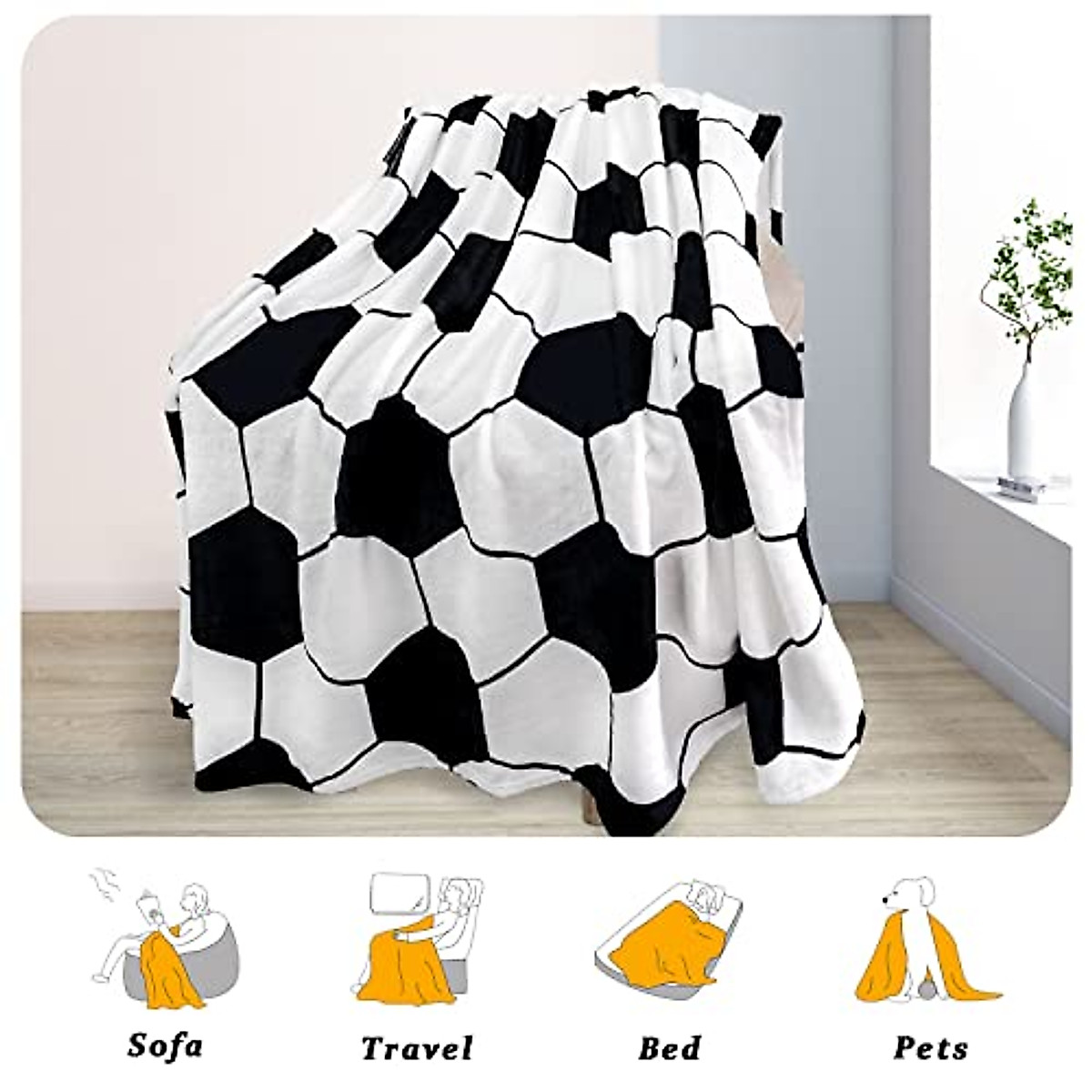 Soccer Blanket Soccer Gifts for Women Men 50"X40", Soft Cozy Soccer Throw Blanket Bedding for Girls Boys Adult Kids, Soccer Senior Night Gifts for College Grandson Granddaughter Soccer Team Coach