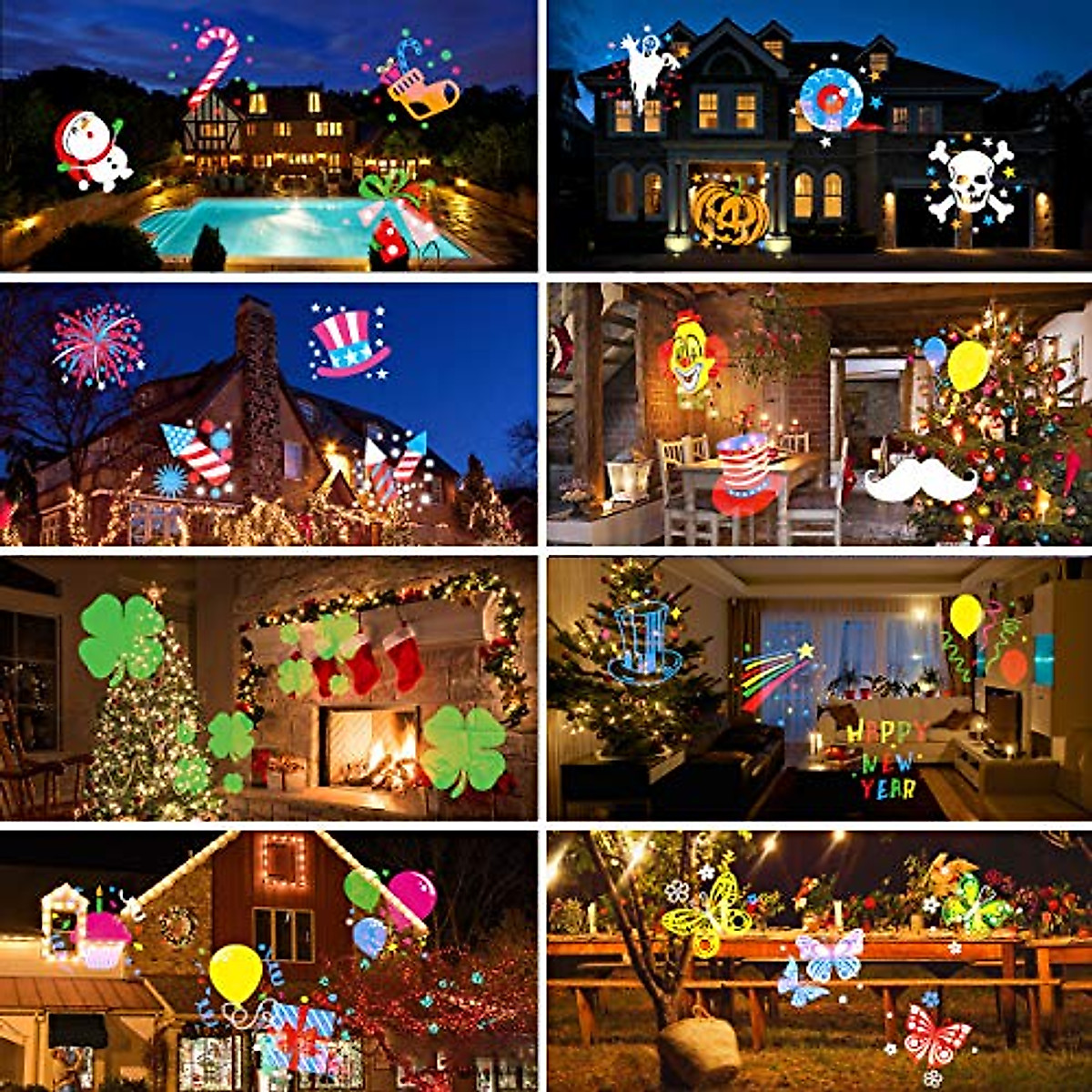 Elec3 Christmas Holiday Led Projection Light 12W, 16 Slides Projector Light Waterproof with RF Romote Used for Home Party Holidays Halloween Decoration