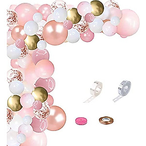 Pink and Gold Balloons Garland Arch Kit, 104pcs Rose Gold Confetti and White Metallic Gold Balloon for Girl Baby Shower Wedding Birthday Party Decorations