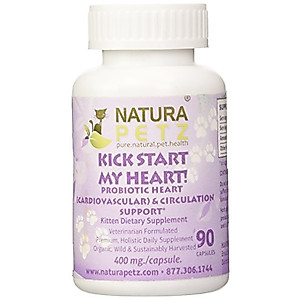 Natura Petz Kick Start My Heart Probiotic Cardiovascular and Circulation Support for Kittens, 90 Capsules, 400mg Per Capsule