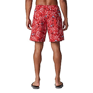 Columbia PFG Men’s Super Backcast Water Shorts, Quick Dry, Sun Protection, Red Spark Americana Fishing Print, Medium