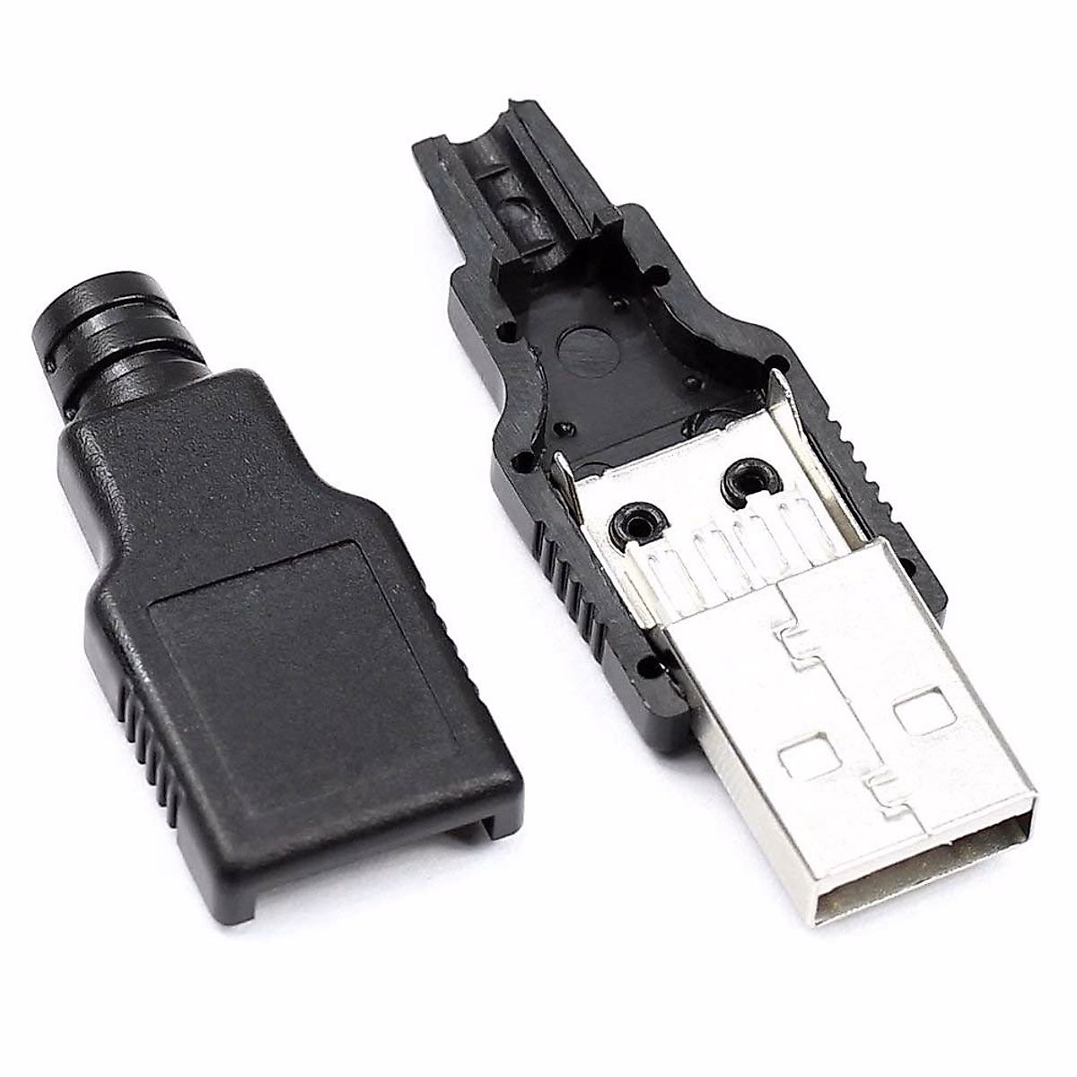 Xcoazipod 20pcs USB 2.0 Type A Male USB 4 Pin Plug Socket Connector with Black Plastic Cover