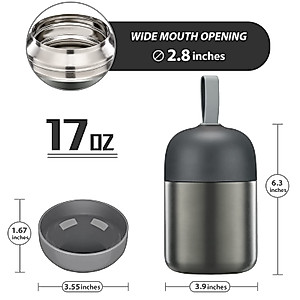 BEAQUEE Soup Thermos for Hot Food for Kids Adults, 17 Oz Thermos Food Jar with Folding Spoon, Vacuum Insulated Lunch Container for School Office Picnic Travel