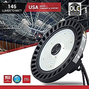 RuggedGrade 40,000 Lumen LED High Bay Light - Titan III 300 Watt LED High Bay Lighting UFO LED Light - Ultra Efficient 150 Lumens to watt - 5000K – Dimmable - DLC Premium