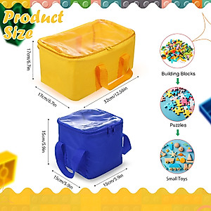 Locmeo 3 Packs Toy Storage Bags with Zipper and Clear PVC Window, Reusable Oxford Fabric Organizing Bags, Toy Bags for Kids Toys Building Blocks and Board Games Storage(Red Yellow Blue)