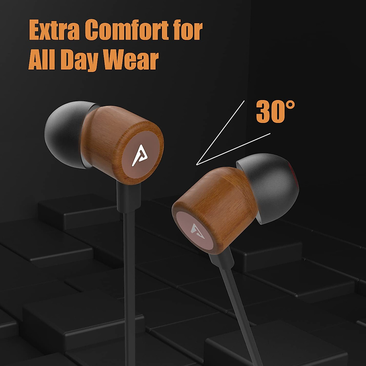 Lightning Headphones ADPROTECH Wired Earbuds Wood MFi Certified Earphones in-Ear Magnetic Headset with Microphone and Volume Controller Compatible iPhone 14 13 12 11 Pro Max iPhone XS Max XR Rose Gold