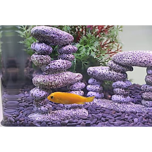 AQUA KT Aquarium Landscape Cobblestone Stacked Stones for Cichlid Fish Hiding Betta Hideout Tank Decoration, Pack of 2