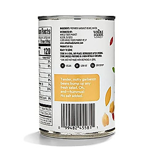 365 by Whole Foods Market, Unsalted Garbanzo Beans, 15.5 Ounce
