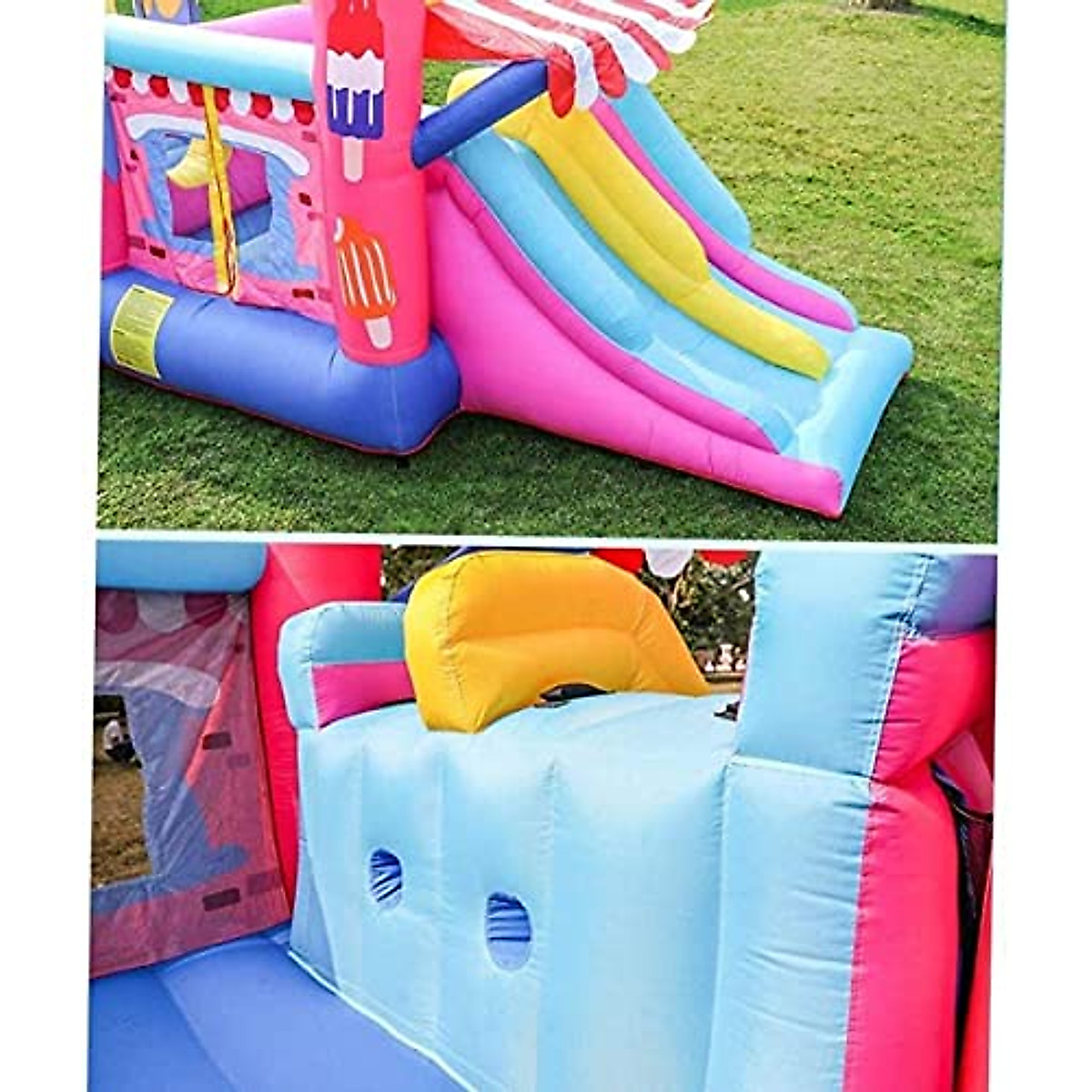 Inflatable Castle and Slide, Outdoor Trampoline Castle Children s Playground Children s Fitness Equipment Gift for Your Child Colors 520 272 202cm