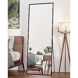 Antok Full Length Mirror, 66"x23" Floor Standing Full Body Mirror with Stand for Bedroom & Living Room, Black