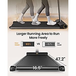 UREVO Under Desk Treadmill, Foldable Treadmill with APP, Folding Treadmill with Touch Screen, 2.5HP Walking Treadmill Under Desk, Walking pad Treadmill for Office with Handrail Black