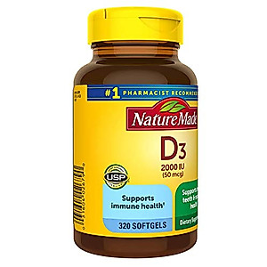 Nature Made Vitamin D3 2000iu 320 Ct. Soft Gels (Packaging May Vary)