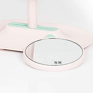 KXA Foldable Makeup Mirror, Vanity Mirror Dimmable LED Lights with Wide-Angle Touch Screen and Countertop Adjustable 90 Degree Bracket