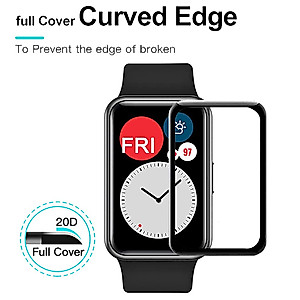 PORRVDP 3D Curved Screen Protector For Huawei Watch FIT 2, 3Pack Soft Smart Watch Protective Film (Not Tempered Glass) [Clear HD] [Full Coverage] [Anti-Scratch] [Ultra Shatterproof]