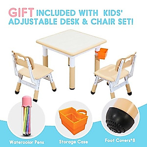 Kids table and chairs, Toddler table and chairs, Kids table( 2 chairs ), Kids table and chair set, Kids table and chair set 5-8 year old, Toddler table and chair set with 8 leg covers +12 color pens