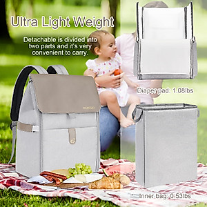 3 in 1 Diaper Bag with Changing Pad Station and Diaper Bag Tote – Pamedo Large Multifunction Travel Backpack- Waterproof Diaper Backpack- Unisex Newborn Gift Ideas Baby Bags, Grey, (PMD01)