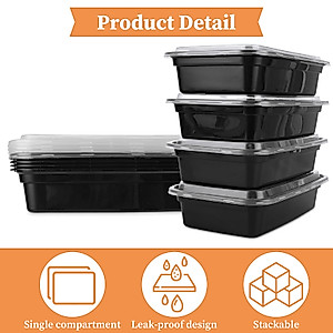 MUXHEL 20 Pcs 34 Oz Meal Prep Container Reusable, 1-Compartment Food Container Box with Lid, Microwave Safe Plastic Take Out Container with Lid for Meal Prep (BPA Free)