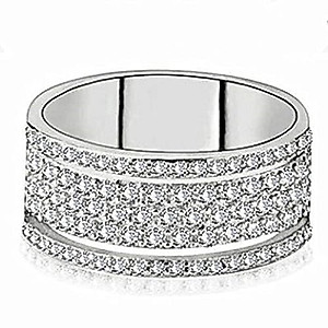 925 Sterling Silver Shiny Full Diamond Ring Cubic Zirconia Rings CZ Diamond Multi Row Ring Eternity Engagement Wedding Band Ring for Women CZCLMLT1 (7)