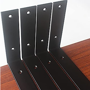 4 Pack - 11.25"L x 6"H x 1.5"W J Lip Shelf Bracket Rustic Industrial Farmhouse Iron Metal Wall Floating Shelf Bracket Metal Shelf Bracket, Industrial Shelf Bracket Shelf Supports with Screws