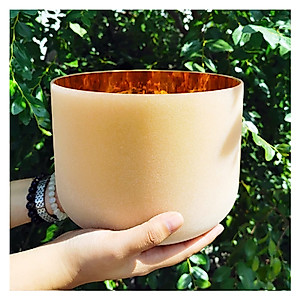 ZZZYW 11 Inch Gold Chakra Tuned Frosted Quartz Crystal Singing Bowl CDEFGAB Any One Note for Sound Healing Meditation Mind Focus (Color : 432Hz Note G)