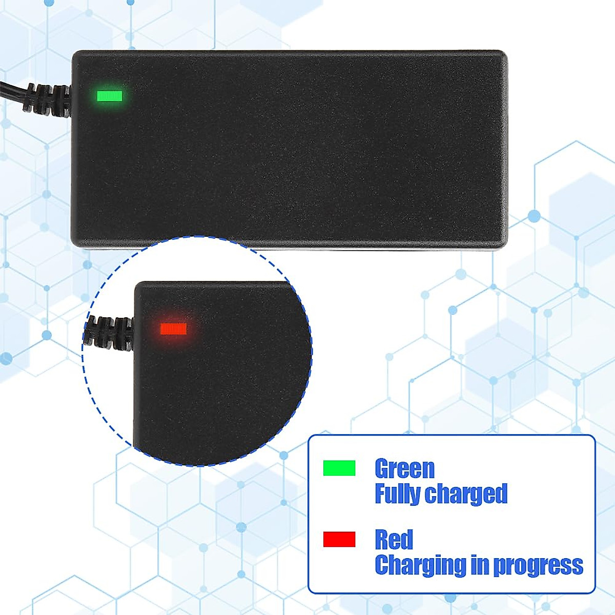 Electric Bike Charger, 42V 2A Electric Bike Lithium Battery Charger Electric Scooter Charger Ebike Charger Replacement Power Adapter for 36V Lithium Battery 5.5mm Port Male Plug Inline Connector