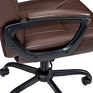 Poundex Adjustable Height Office Chair with Padded Armrests in Brown