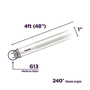 Philips LED 534172 Ballast Bypass 4-Foot T8 Tube Glass Light Bulb: 1800-Lumen, 4000-Kelvin, 14 (32-Watt Equivalent), Medium Bi-Pin G13 Base, Frosted, Cool White, 10-Pack