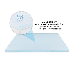 Bodipedic 3 Inch Memory Foam Mattress Topper, Gel Infused Mattress Topper, Ventilated Design, CertiPUR-US Certified Foam, Blue