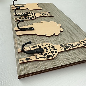 MidreanGiraffe Safari Nursery Wood Kids Wall Hooks for Hanging Decorative Baby Bedroom Bathroom Rack Decor(Giraffe)