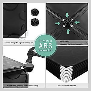 Cube Storage Organizer, 16-Cube Closet Organizer with Doors, 12" × 12" Modular Storage Book Shelves, Plastic Stackable Cubes Cabinet Wardrobe for Bedroom, Home, Black (4 × 4 Cubes)