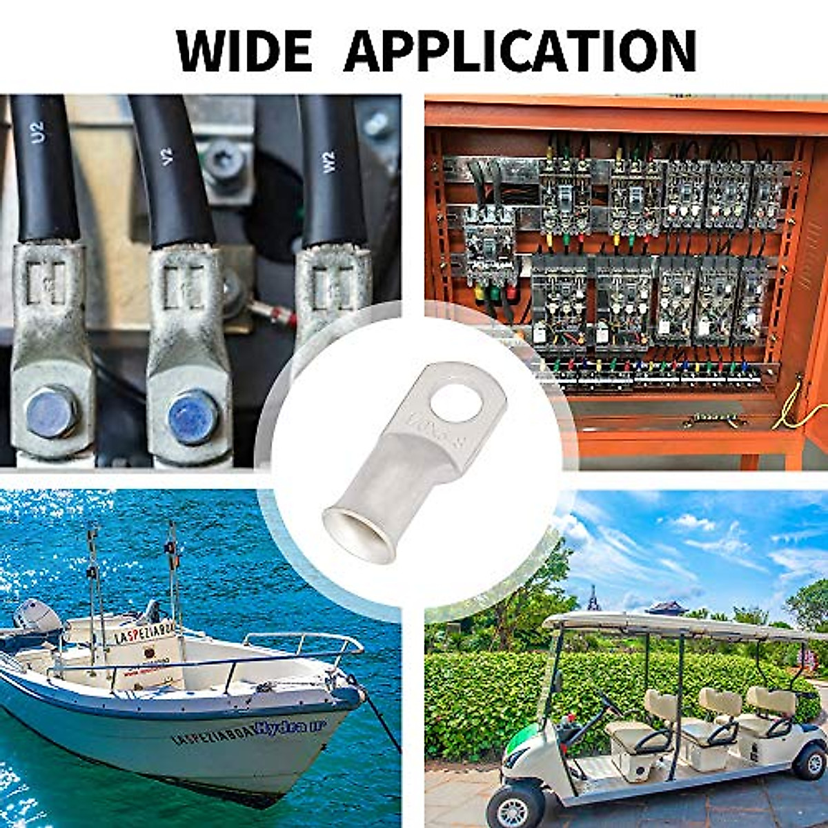 2/0 AWG - 5/16" Tinned Copper Lugs, 8pcs UL Listed Wire Lugs 2/0 Gauge Battery Cable Ends Heavy Duty Ring Terminal Closed End Crimp Connectors Kit with 3:1 Heat Shrink Tubings.