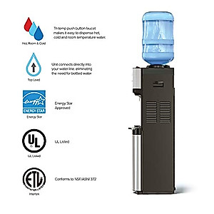 Brio Limited Edition Top Loading Water Cooler Dispenser - Hot & Cold Water, Child Safety Lock, Holds 3 or 5 Gallon Bottles - UL/Energy Star Approved