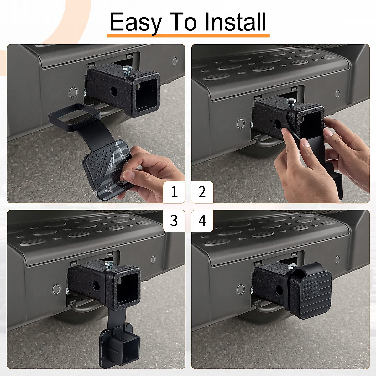 SINGARO 2 Inch Universal Flag Tow Hitch Covers, Trailer Hitch Cover Tube Plug Insert, Car Exterior Accessories, Receiver Tube Hitch Plug（2PCS American Flag）