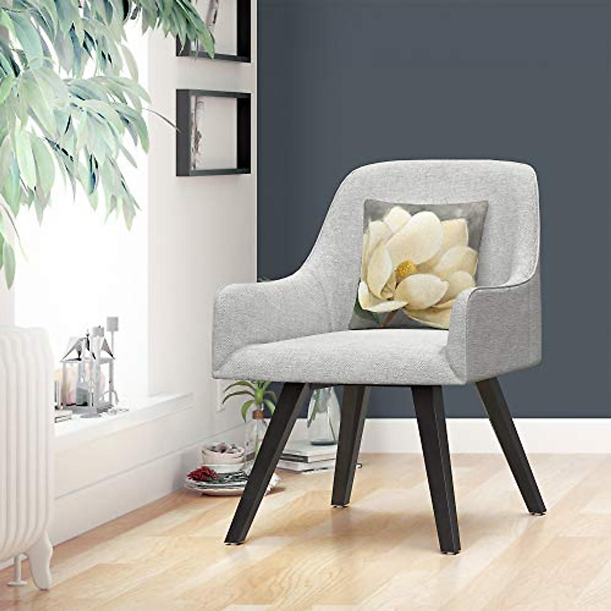 Trademark Fine Art Magnolia Blossom on Gray by Albena Hristova, 16x16 Decorative Throw Pillow