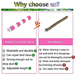 Bird Toys, Parrot Toys, Natural Quartz Sand Rod, Bird Perch Rod, cage Accessories, Suitable for Macaws, buki Birds, Love Birds, Finches, Small and Medium-Sized Birds Habitat