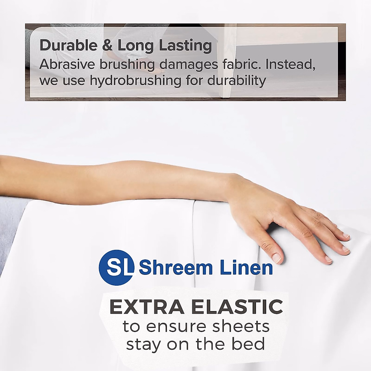 Twin Size Sheet Set -Luxury 4 Piece Bed Sheets for Twin Size Bed, Secure-Fit Deep Pocket Sheets with Elastic, Breathable Hotel Bed Sheets & Pillowcase Set, Wrinkle Free Oeko-Tex Sheets (White)