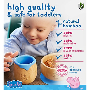 Peppa Pig Toddler Cup for Kids – 150ml Bamboo Cup for Baby with Silicone Liner | Transition Sippy Cup | Snack Cup | Ideal for Baby-Led Weaning | Promotes Drinking and Oral Motor Skills