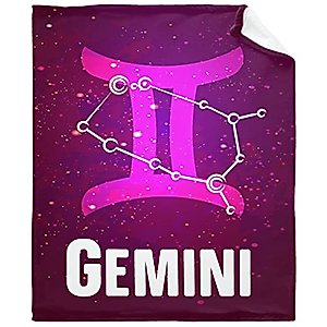 AUSMART Constellation Zodiac Gemini Throw Blanket Flannel Microfiber Luxury Warm Soft Cozy Blanket for Couch, Car, Bed Sofa Dorm Water Beds Gift X-Small 40x30In ( Toddler ) Pet