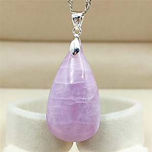 Genuine Natural Purple Kunzite Cat Eye Gemstone Water Drop Pendant 33x19x10mm AAAAA