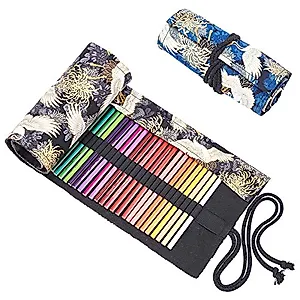 CHGCRAFT 2 Set Colorled Pencil Roll Holder Case Coloring Pencils Organizer Holder Colored Pen Paint Brush Storage for Artist Coloring Pouch Portable 72 Holes