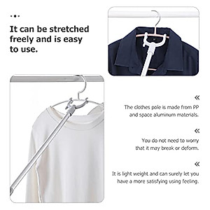 Homoyoyo Clothesline Outdoor Closet Hook Pole, Retractable 40 Adjustable Closet Pole Hook Telescopic Clothes Hook for Wardrobe, Clothesline, Hanger, Hanger Rod Metal Hangers