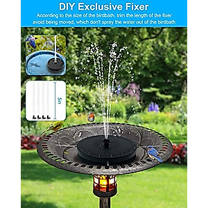 Yzert 3.5W Solar Fountain with White LED Light, Built-in Battery Bird Bath Fountains Solar Power with 4 Fixed Rods, Solar Fountain Pump for Bird Bath Pool, Pond,Outdoor and Garden