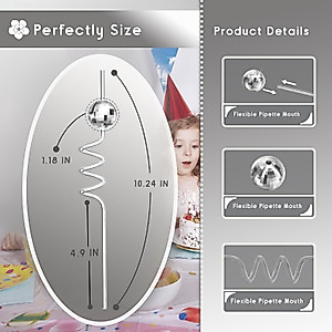 16PCS Disco Party Decorations, Mini Disco Ball Decor Reusable Straw, 70s Disco Ball Straws for Bachelorette Party Decorations Birthday Supplies (Silver)