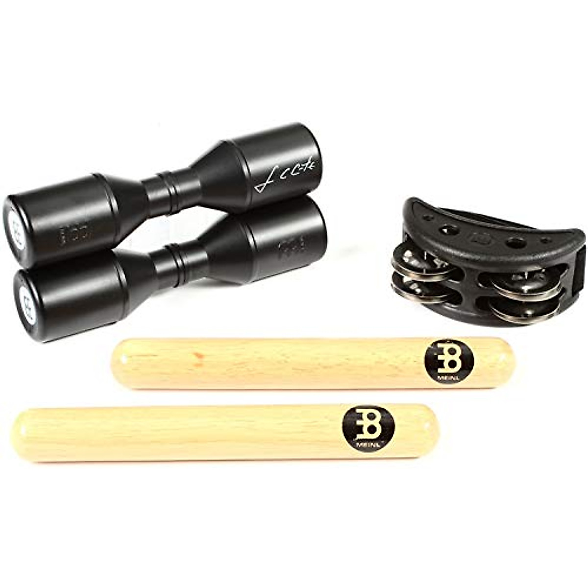 Meinl Percussion PP-1 Perc Pack with Luis Conte Shaker, Classic Hardwood Claves and Compact Foot Tambourine