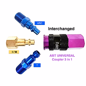 SANFU Polyurethane(PU) Air Hose 1/4-Inch x 100ft Reinforced, lightweight Anti-low temperature 300PSI with 1/4” Swivel Industrial Aluminum Quick Coupler and Plug, Bend Restrictor,Purple(100’)