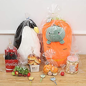 LISM 400 PCS 3" x 4" Thick Clear Cello Treat Bags Durable Plastic Cellophane Bag With Ties Packing Bakery Popcorn Cookies Candies Lollipop Treat Poly Bags