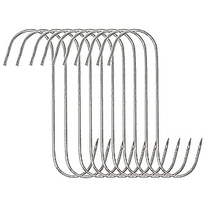 HONBAY 20PCS Stainless Steel Meat Hooks Butcher Hooks for Smoker Chicken Hunting Ribs Fish Beef Poultry Hanging Drying Grill Hook Tool (3mm, 5.5'')