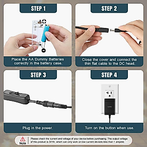 Lenink 1 to 3 AC Power Supply Adapter Kit with On/Off Switch, Battery Replacement for AA Battery (Black)