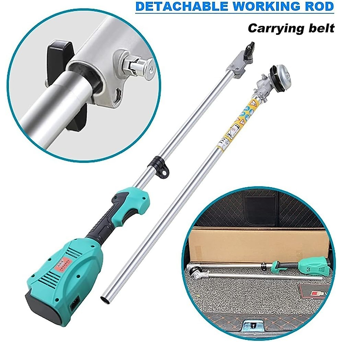 RUTAVM Handheld Battery Grass Cutter String Trimmer Electric Lawn Mower, Grass Trimmer Garden Grass Trimmer Cordless with Wheels with Armrest